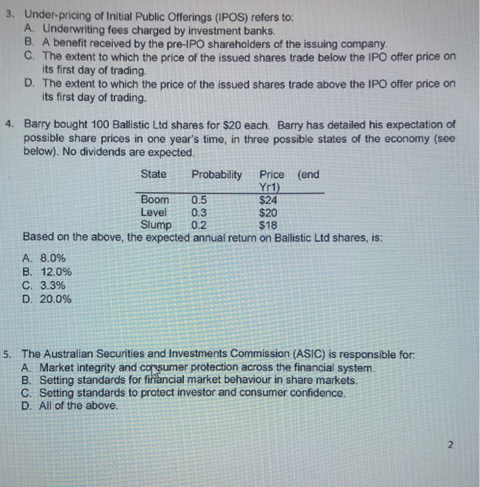 Solved 3. Under-pricing of Initial Public Offerings (POS) | Chegg.com