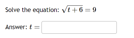 Solved Solve the equation: t+62=9Answer: t= | Chegg.com