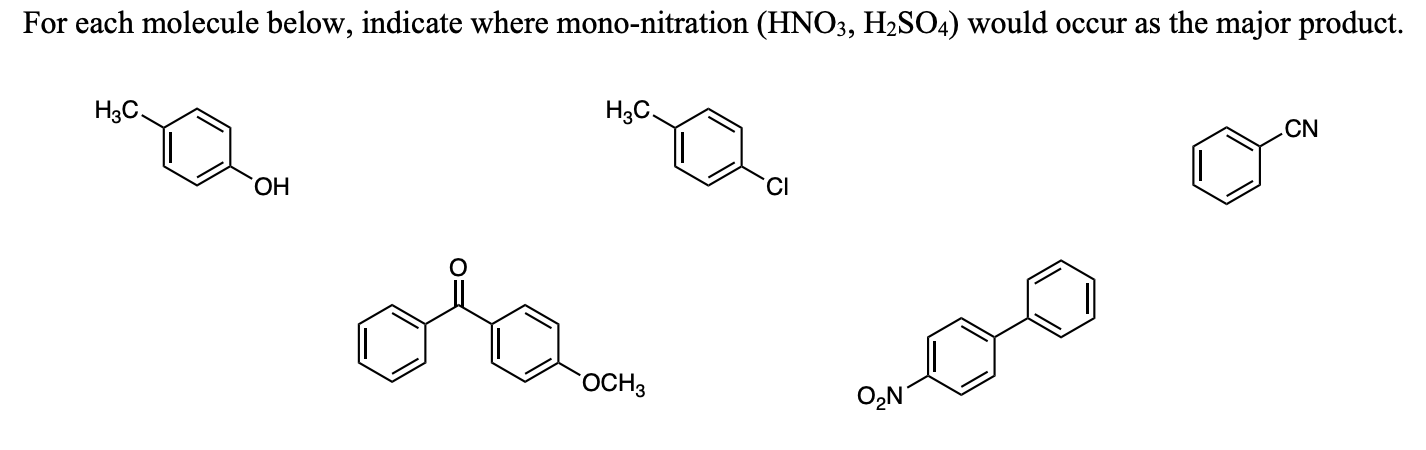 Solved For each molecule below, indicate where | Chegg.com