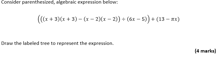 Solved Consider parenthesized, algebraic expression below: | Chegg.com