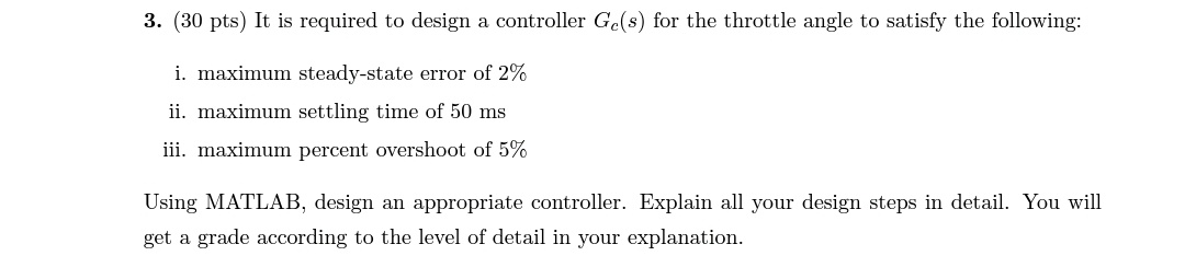 Solved 3. (30 pts) It is required to design a controller | Chegg.com
