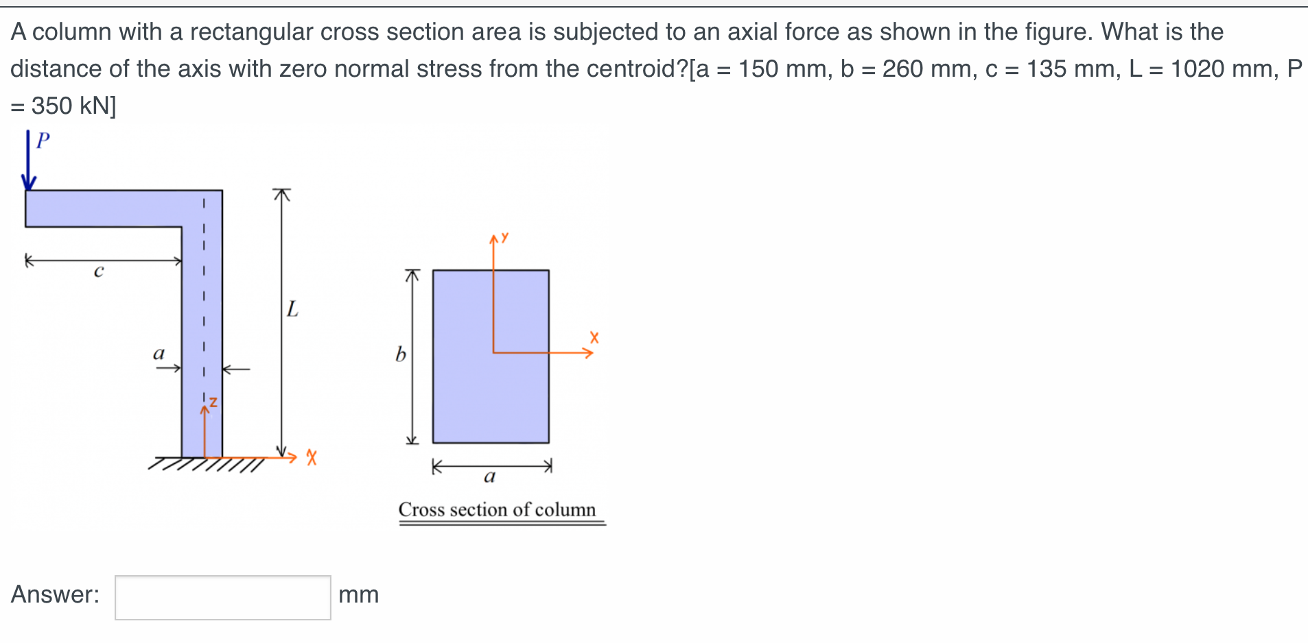 Solved A Column With A Rectangular Cross Section Area Is