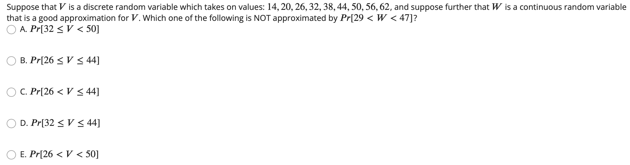 Solved Suppose that V is a discrete random variable which | Chegg.com