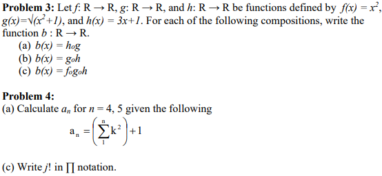 Solved Problem 3: Let f:R→R,g:R→R, and h:R→R be functions | Chegg.com