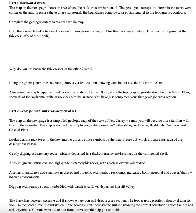 Solved Part 1 Horizontal strata The map on the next page | Chegg.com