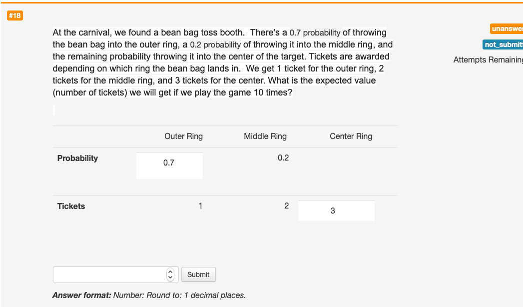 Solved #18 unanswei not submit At the carnival, we found a | Chegg.com