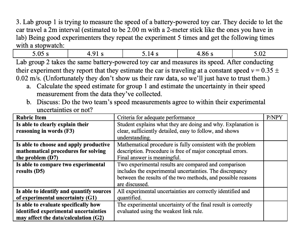 3. Lab group 1 is trying to measure the speed of a | Chegg.com