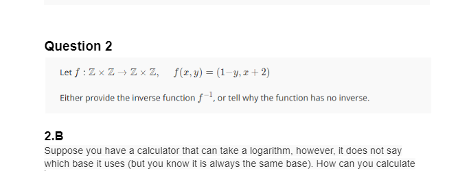 Solved Let f:Z×Z→Z×Z,f(x,y)=(1−y,x+2) Either provide the | Chegg.com