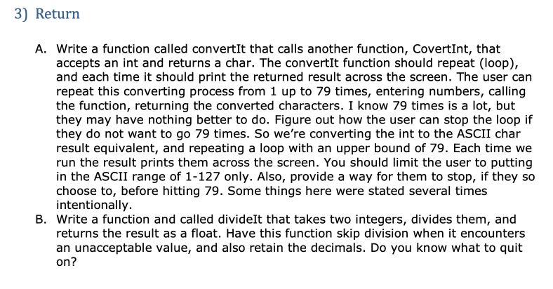 Solved 3) Return A. Write a function called convertit that | Chegg.com