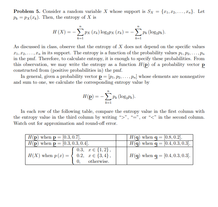 Solved Problem 5. Consider a random variable X whose support | Chegg.com