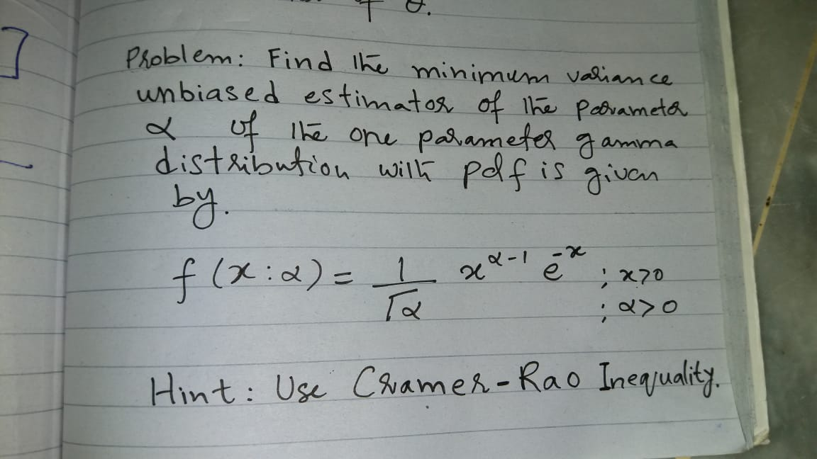 Solved Problem: Find the minimum variance unbiased estimator | Chegg.com
