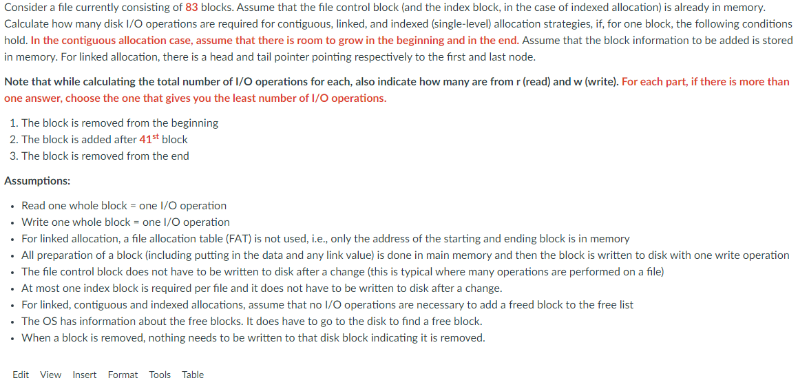 Solved Consider A File Currently Consisting Of 83 Blocks