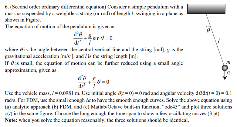 Solved 6. (Second order ordinary differential equation) | Chegg.com