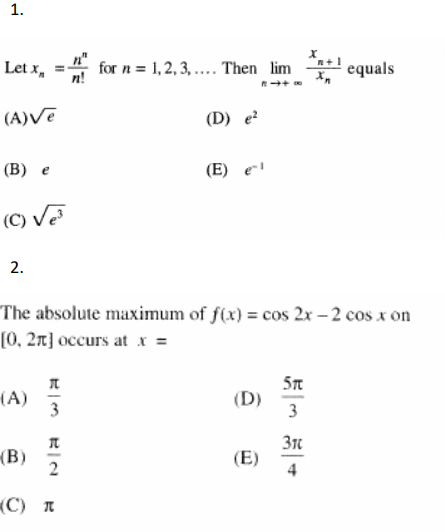 Solved Let xn=n!nn for n=1,2,3,… Then limn→+∞xnxn+1 equals | Chegg.com