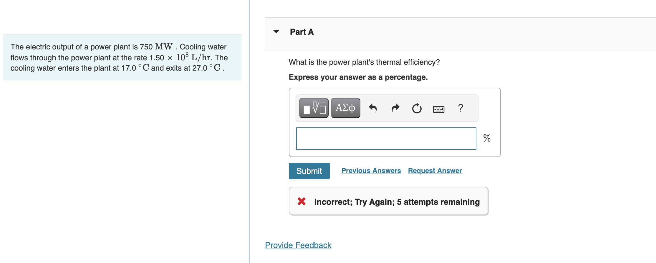 Solved The electric output of a power plant is 750MW. | Chegg.com