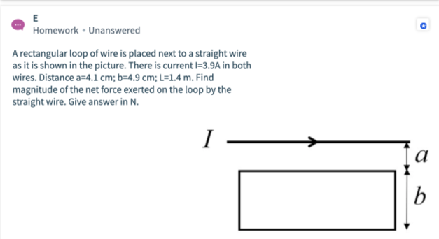 Solved o E Homework. Unanswered A rectangular loop of wire | Chegg.com