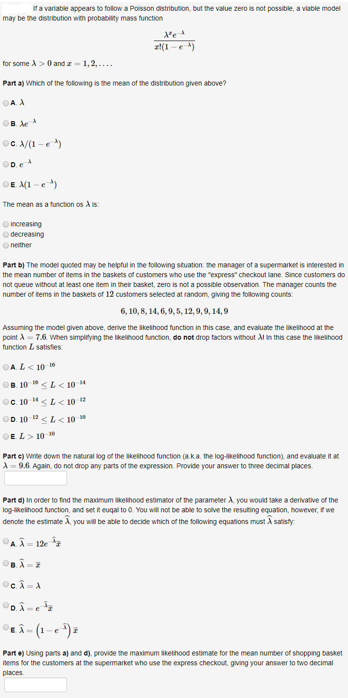 Solved If a variable appears to follow a Poisson | Chegg.com
