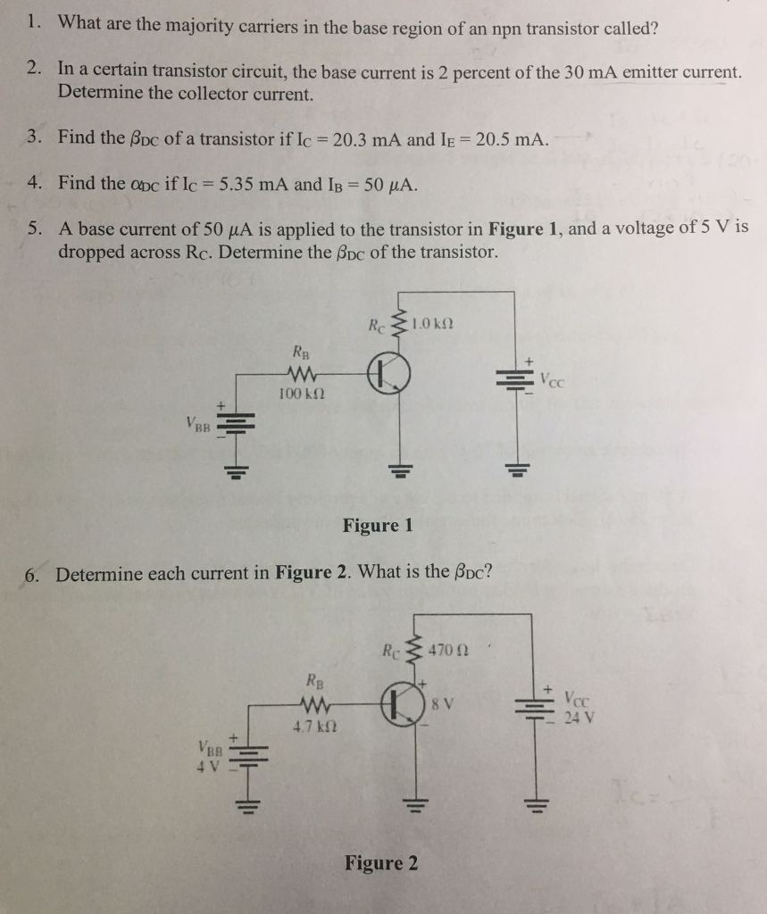 Solved 1 What Are The Majority Carriers In The Base Region