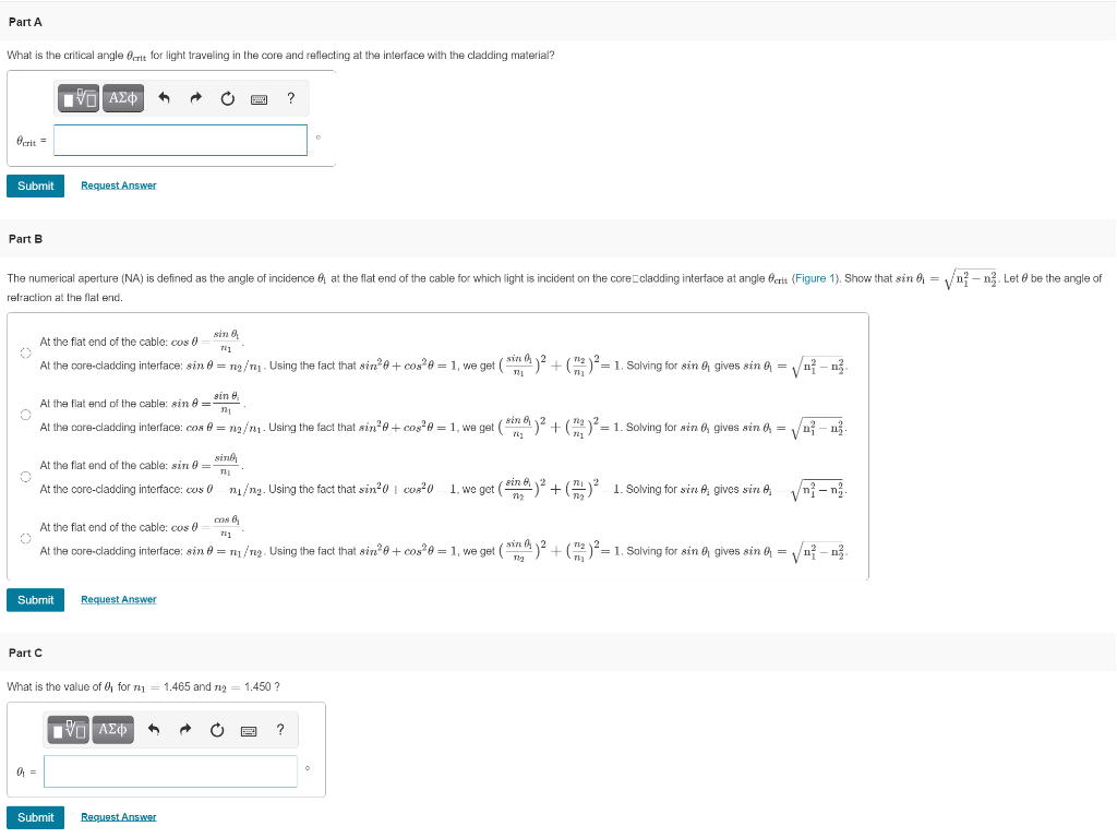 Solved Optical fibers are constructed with a cylindrical | Chegg.com