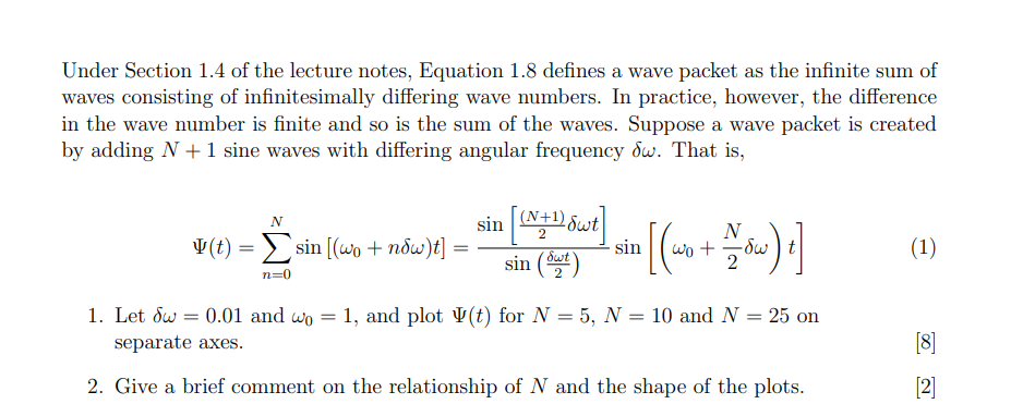 Solved Under Section 1.4 of the lecture notes, Equation 1.8 | Chegg.com