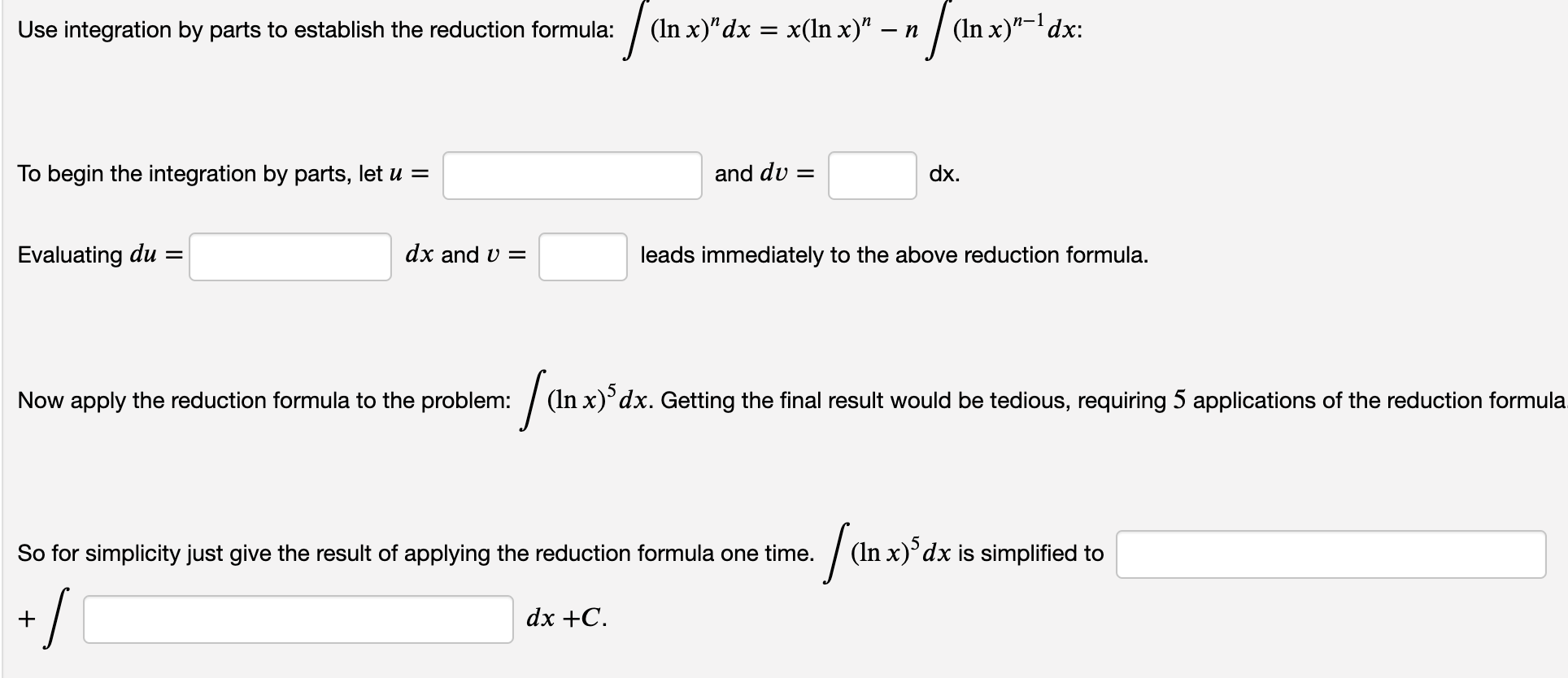 Solved Use integration by parts to establish the reduction | Chegg.com