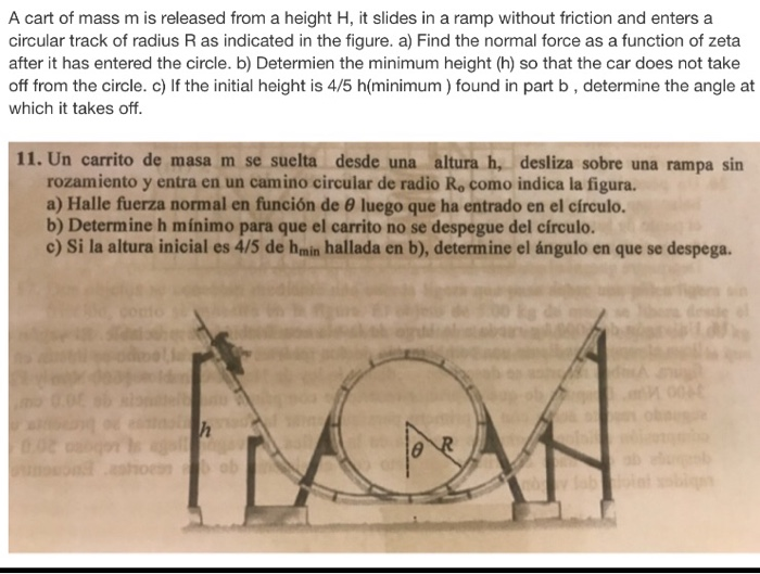 Solved A cart of mass m is released froma height H, it | Chegg.com