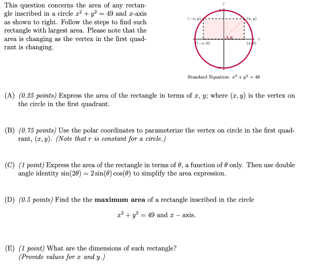 Solved This question concerns the area of any rectangle | Chegg.com