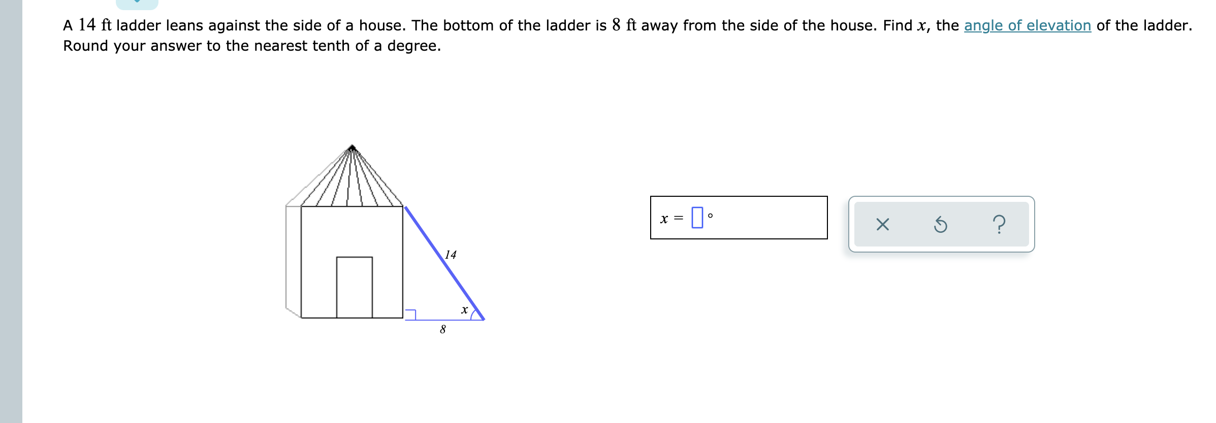 Solved A 14 ft ladder leans against the side of a house. The | Chegg.com