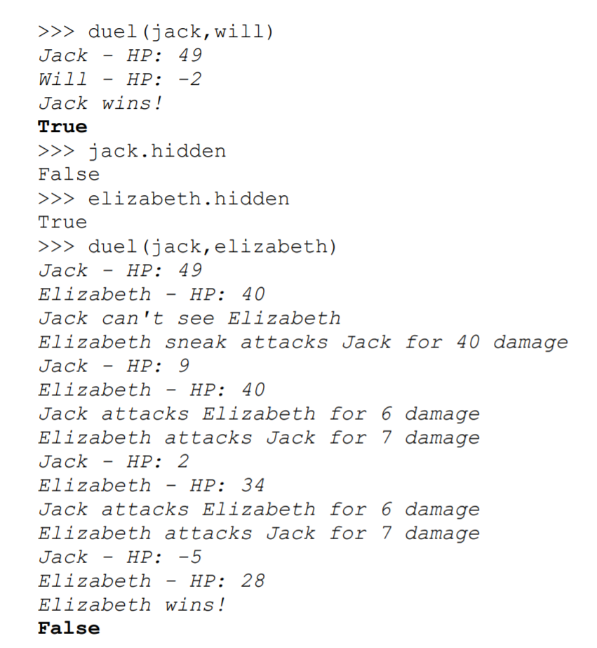 Solved You are designing a text-based Role Playing game | Chegg.com