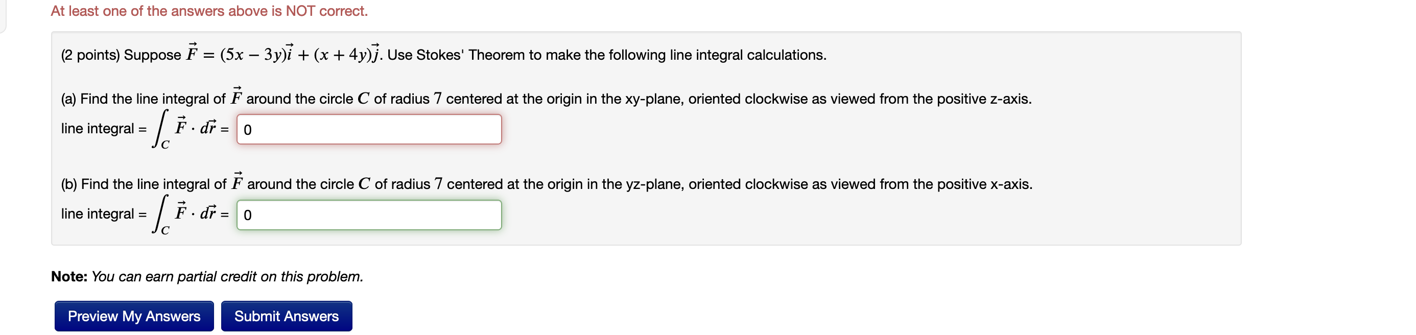 Solved (2 points) Suppose F=(5x−3y)i+(x+4y)j. Use Stokes' | Chegg.com