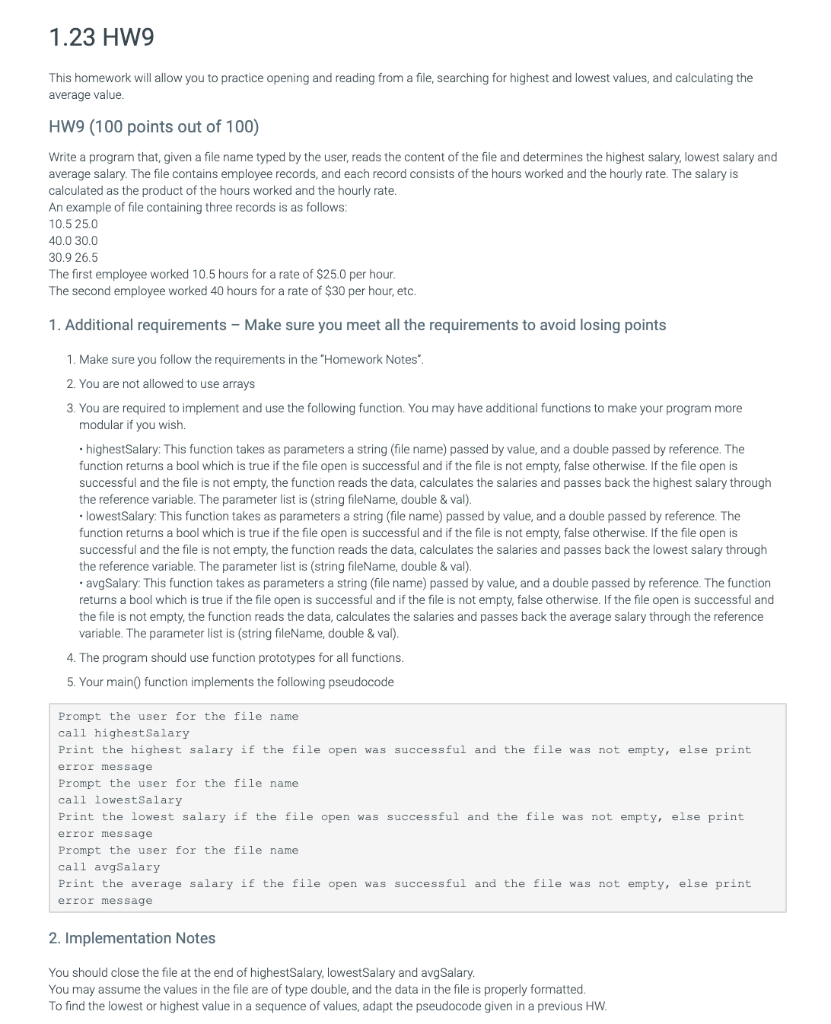 Solved 1.23 HW9 This homework will allow you to practice | Chegg.com