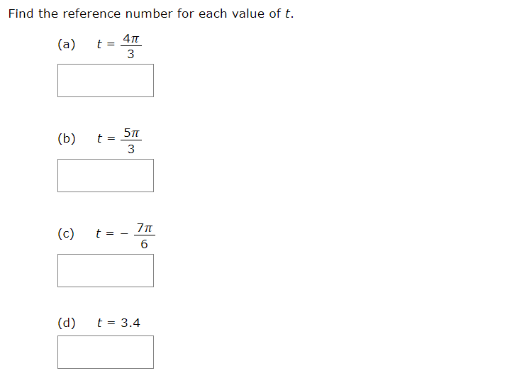 Solved Find the reference number for each value of t. (a) t= | Chegg.com