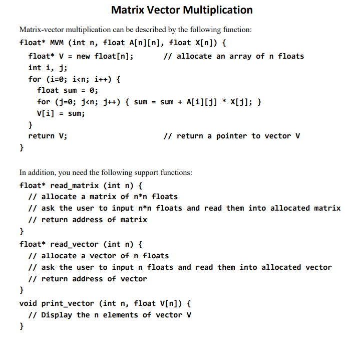 Matrix Vector Multiplication Matrix-vector | Chegg.com
