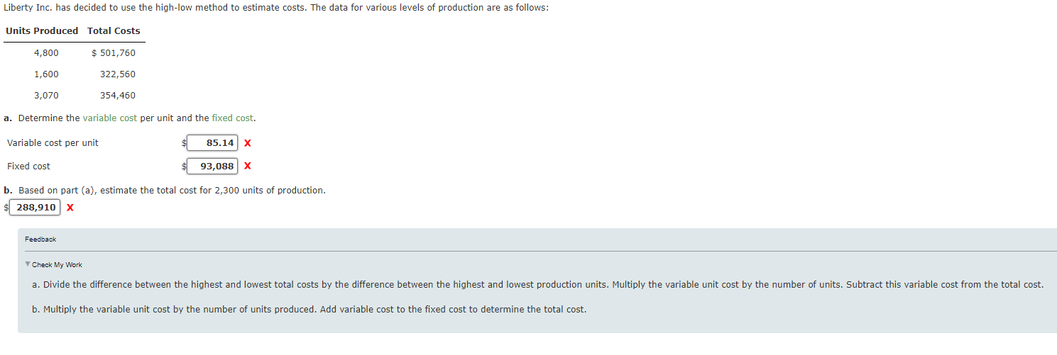 Solved Liberty Inc. has decided to use the high-low method | Chegg.com