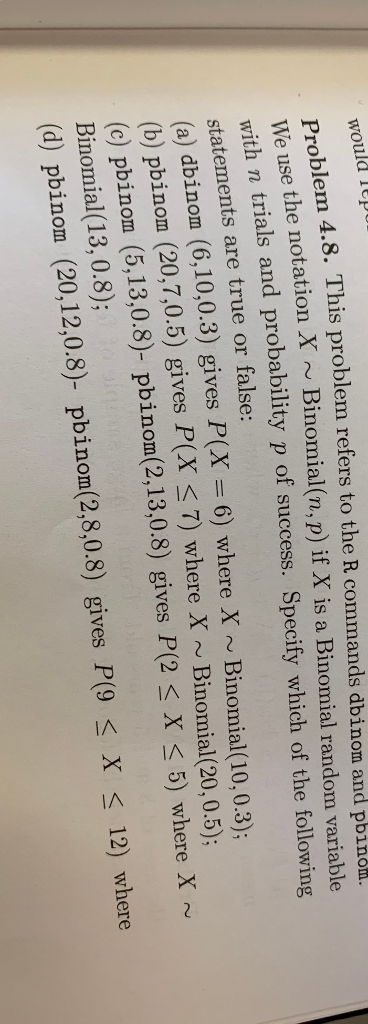 Solved would lep 4.8. This problem refers to the R commands | Chegg.com