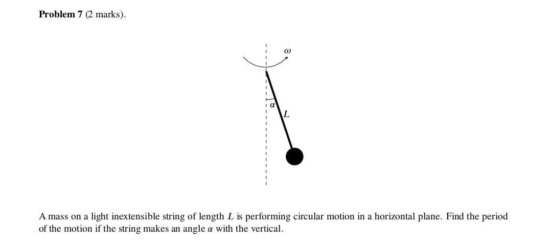 Solved Problem 7 (2 marks). A mass on a light inextensible | Chegg.com
