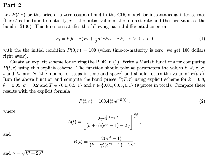 Solved Let P(t,r) be the price of a zero coupon bond in the | Chegg.com