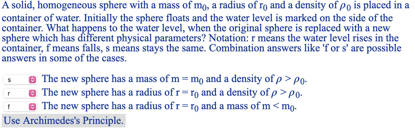 Solved A solid, homogeneous sphere with a mass of m0, a | Chegg.com