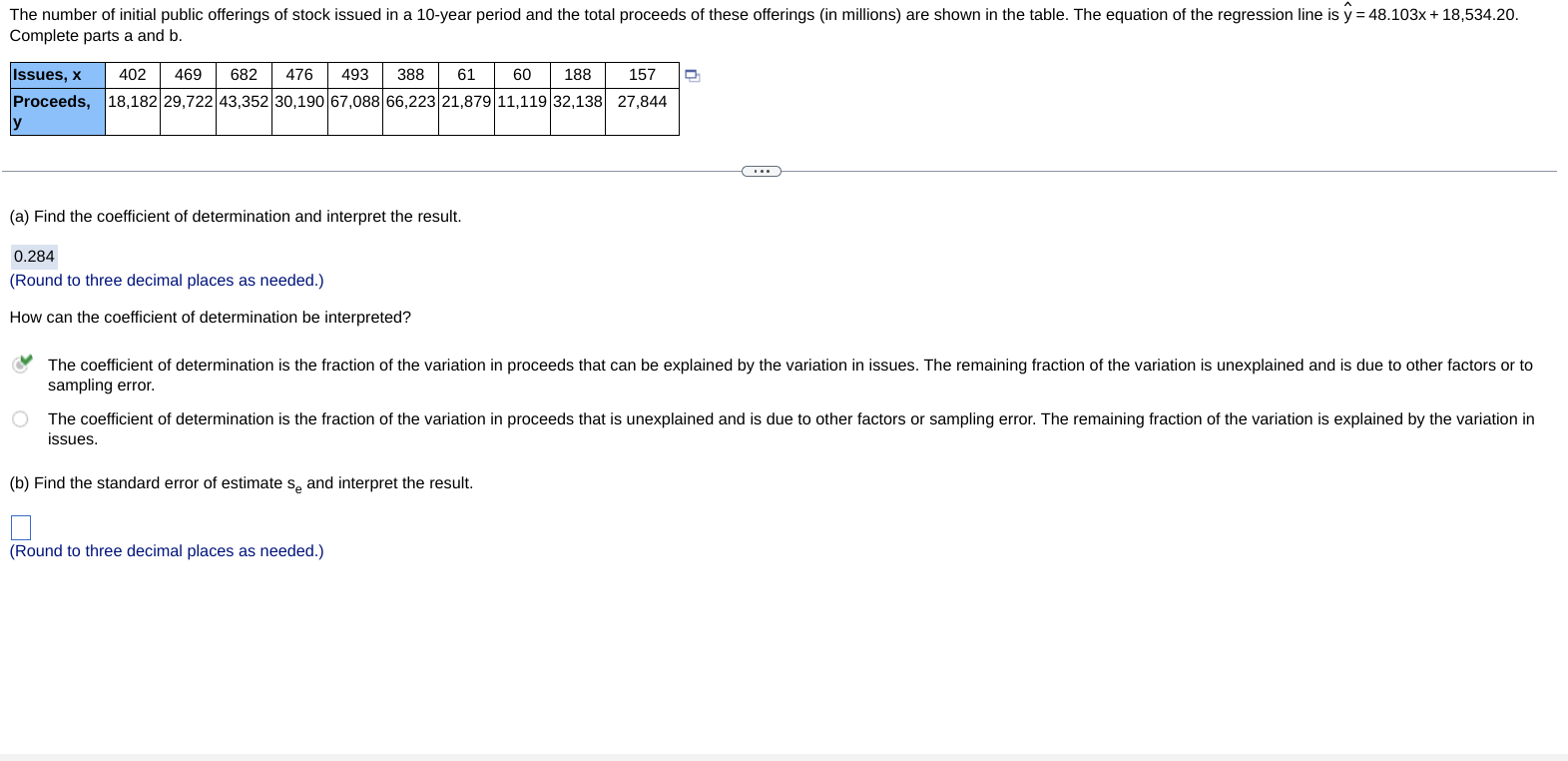 Use the data in the table below to complete parts (a) | Chegg.com