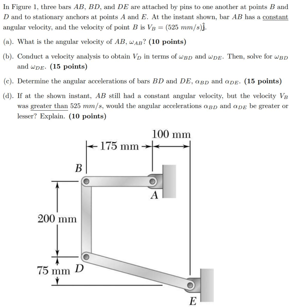 Solved In Figure 1, three bars AB, BD, and DE are attached | Chegg.com