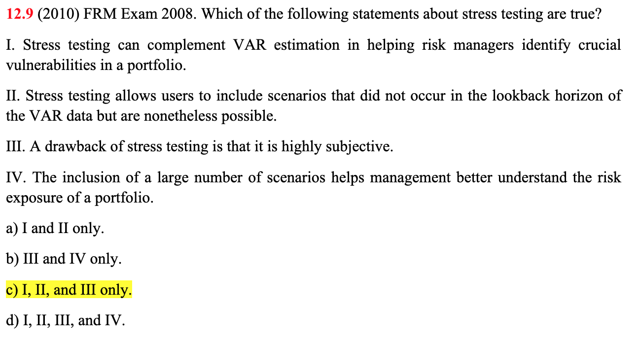Solved 12.9 (2010) FRM Exam 2008. Which of the following | Chegg.com