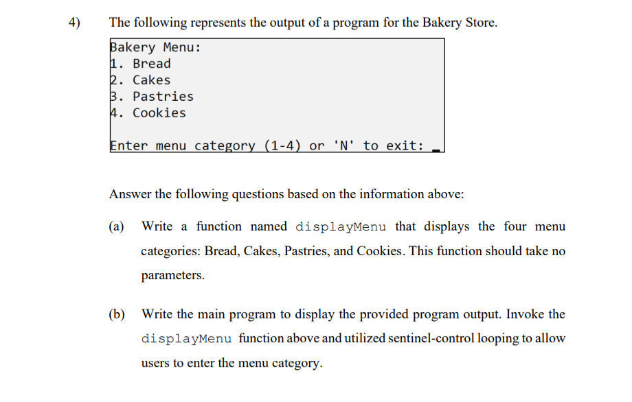 Solved The following represents the output of a program for | Chegg.com