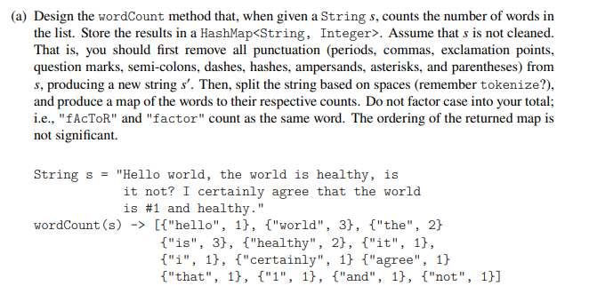 Solved A Design The Wordcount Method That When Given A