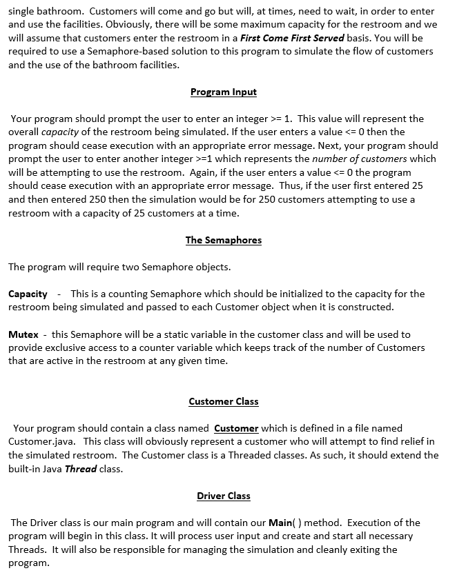 Solved |CSC 460 Program \#1 Concurrency, Threads, | Chegg.com