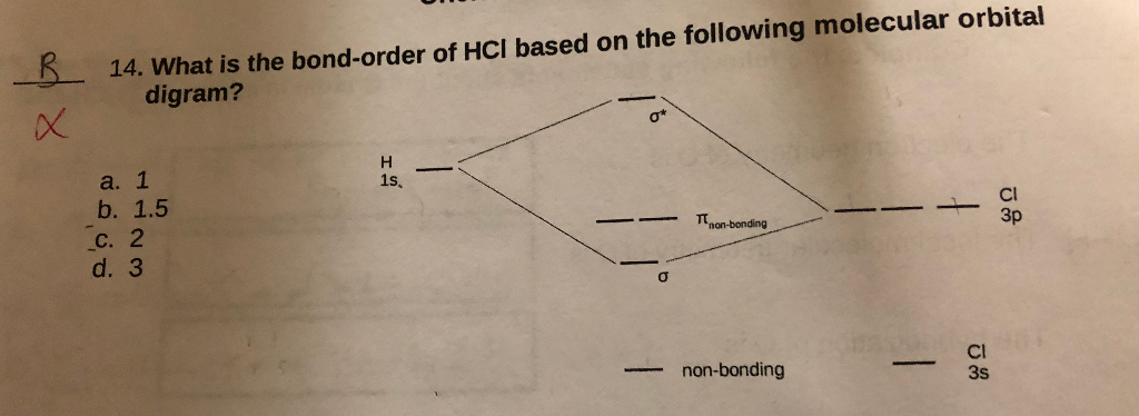 Solved 14, What is the bond-order of HCI based on the | Chegg.com