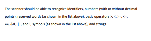 Need to make a lexical scanner generated via Flex | Chegg.com