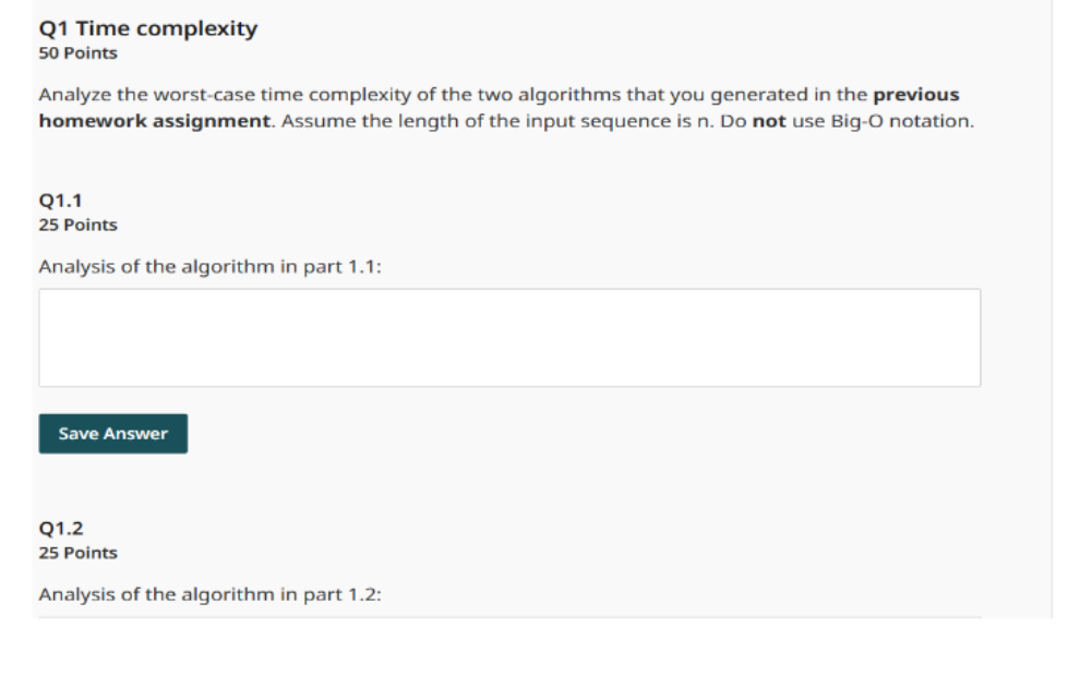 Q1 Time complexity 50 Points Analyze the worst-case | Chegg.com