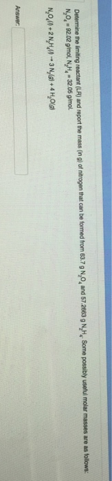 Solved Determine the limiting reactant (LA) and report the | Chegg.com