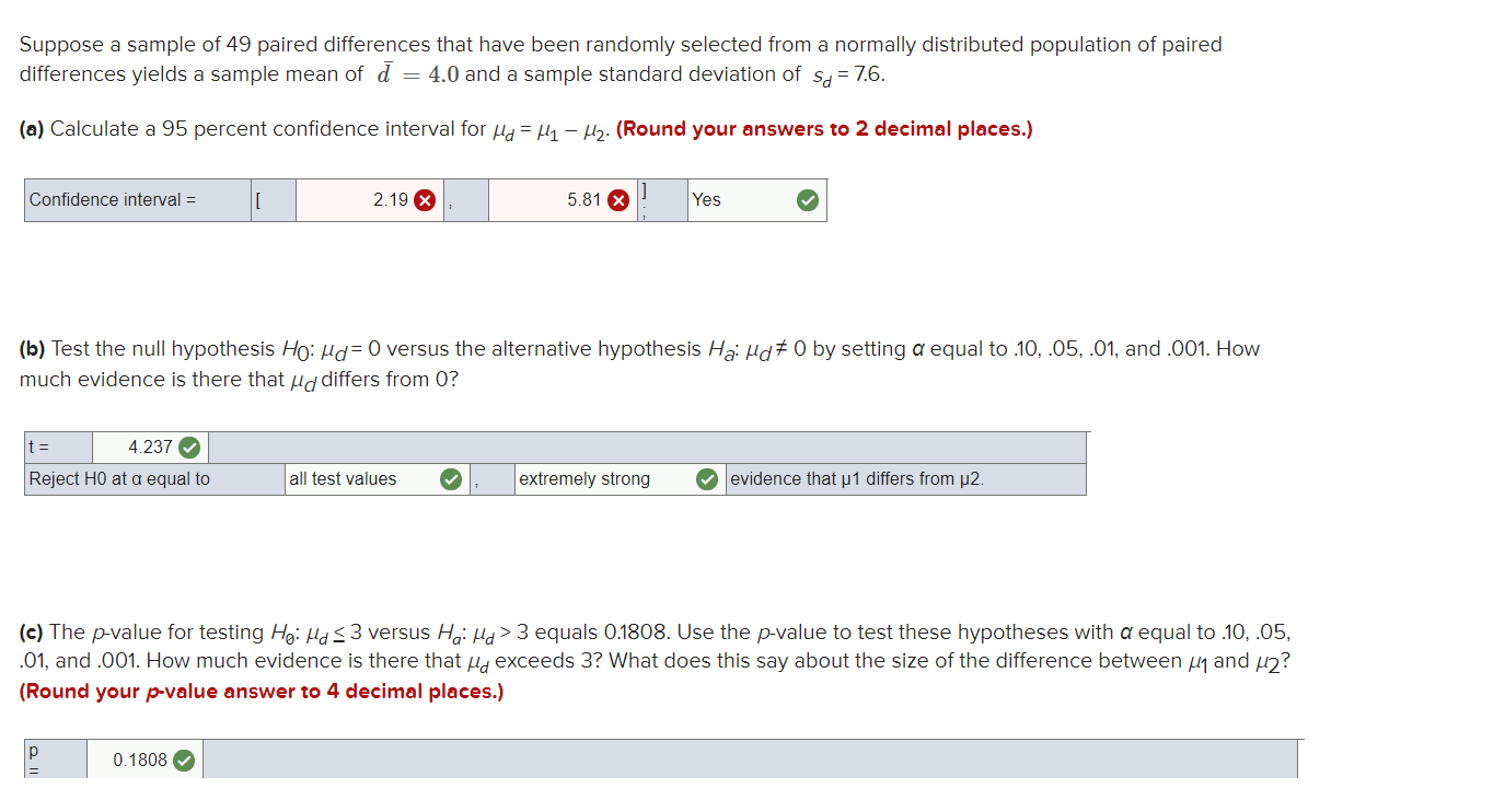 Solved Suppose a sample of 49 paired differences that have | Chegg.com