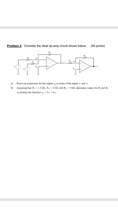 Solved (40 points) Problem 2: Consider the ideal op-amp | Chegg.com